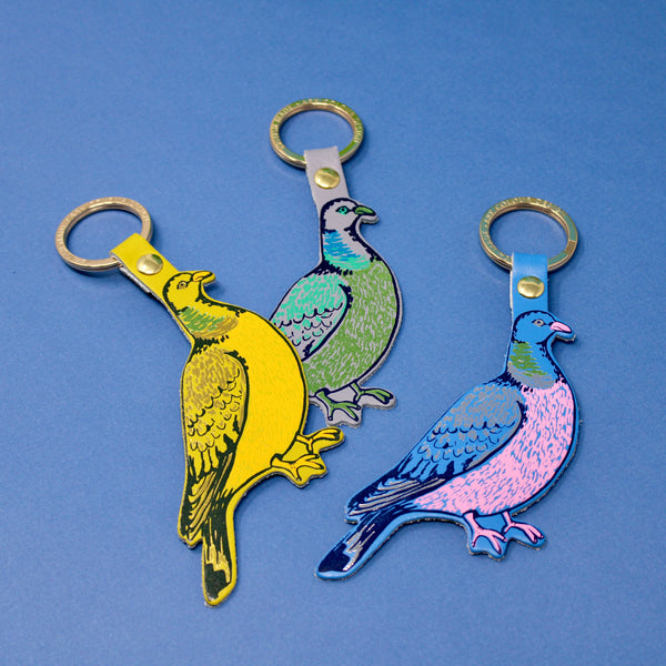 Feral Pigeon Key Fob - Cornflower - Gently Elephant