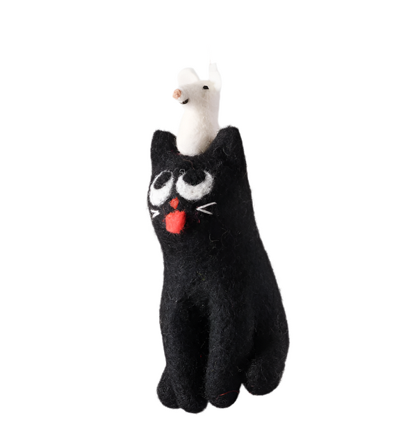 Clint, Cat with a Mouse on its Head Christmas Decoration - Gently Elephant