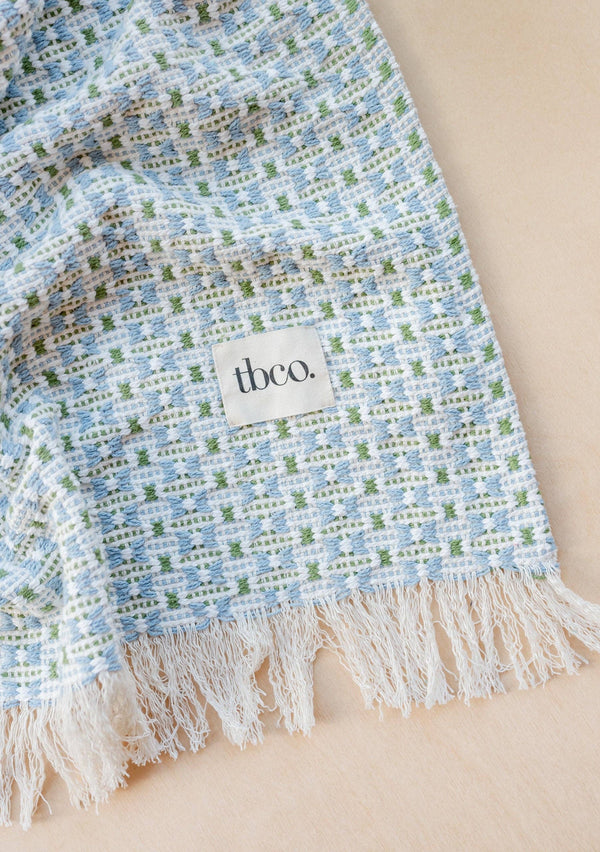 TBCo - Cotton Throw in Green Geometric - Gently Elephant