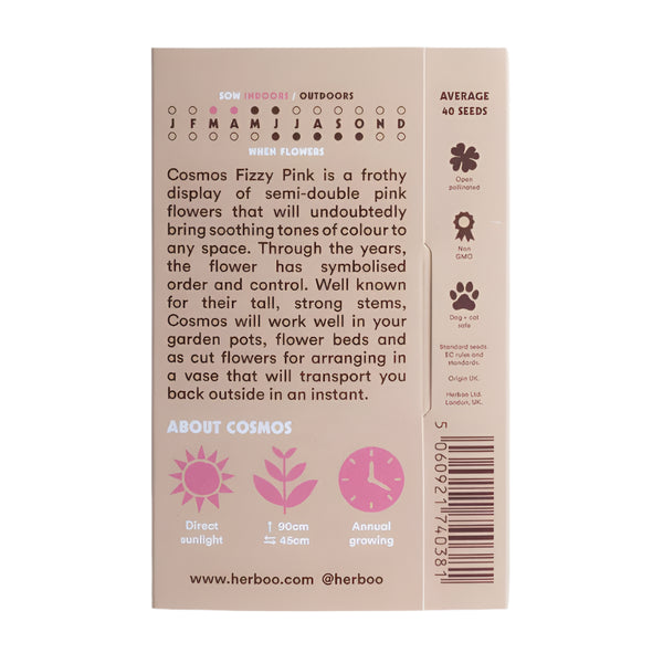 Herboo - Cosmos ‘Fizzy Pink’ Seeds - Gently Elephant